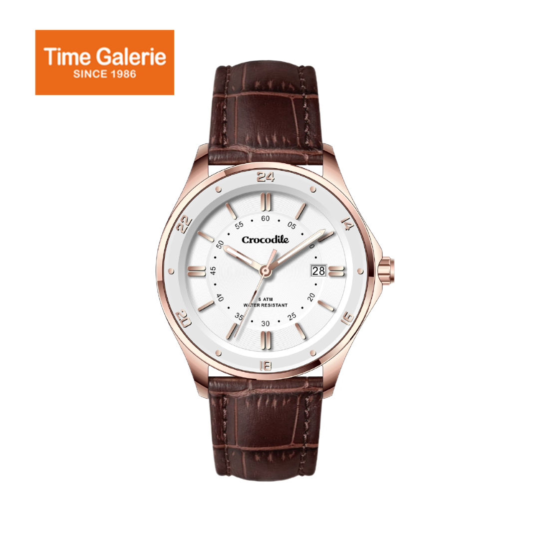 Crocodile CRDW5655.118 Stainless Steel Case Brown Leather White Dial ...