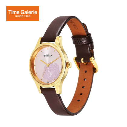 Titan Karishma 2679YL02 Pink Dial Leather Strap Quartz Women's Watch