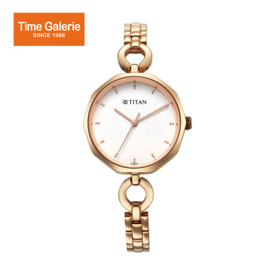 Titan Karishma 2702WM01 White Dial & Gold Band Analog Stainless Steel ...