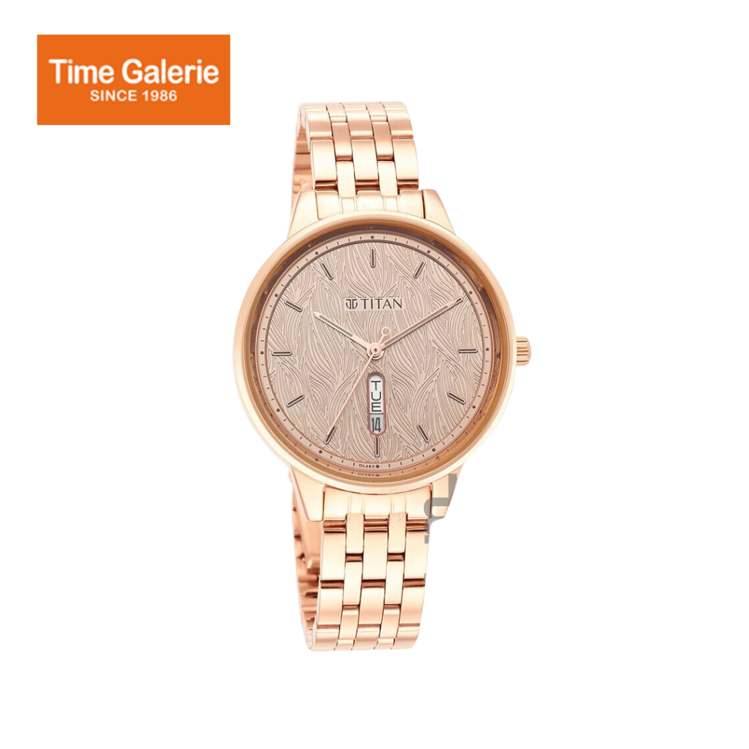 Titan Workwear 2648WM01 Rose Gold Dial Stainless Steel Strap Quartz ...