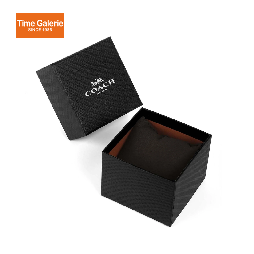 Coach Cadie 14504250 Gold tone case and enamel bracelet Black Analog Watch