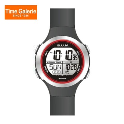 BUM BM06608 Digital Silver Dial Silicone Band Men Watch