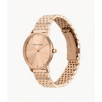 Armani Exchange AX5581 Three-Hand Rose Gold-Tone Stainless Steel Watch