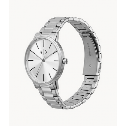 Armani Exchange Three-Hand Stainless Steel Watch and Bracelet Gift Set