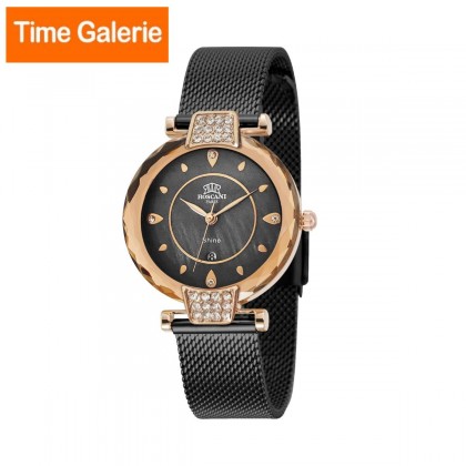 ROSCANI ROSWES06363 Diamond Cut Crystal Stainless Black Strap Analog ...