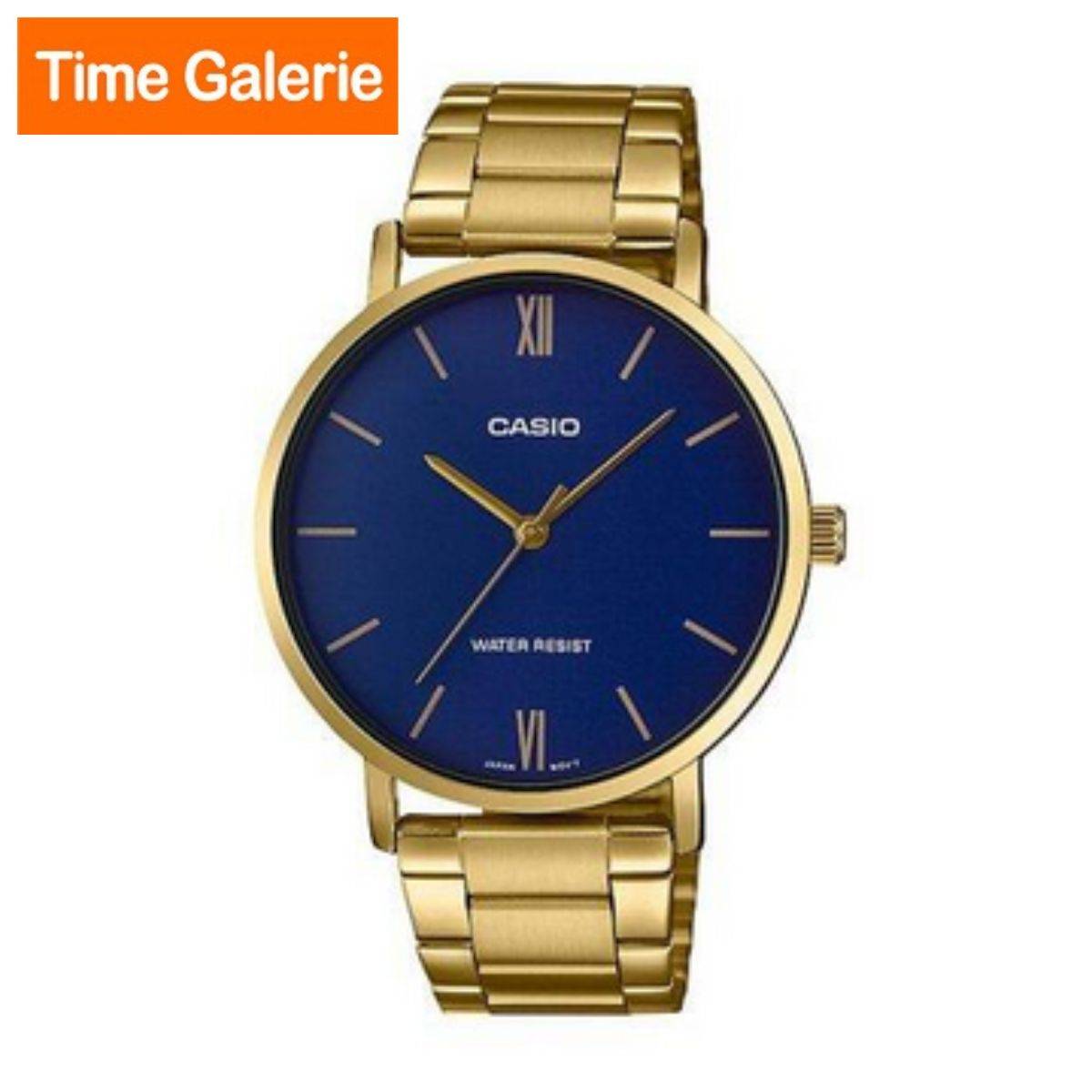 Casio General MTP-VT01G-2B Gold Stainless Steel with Blue Dial Analog ...
