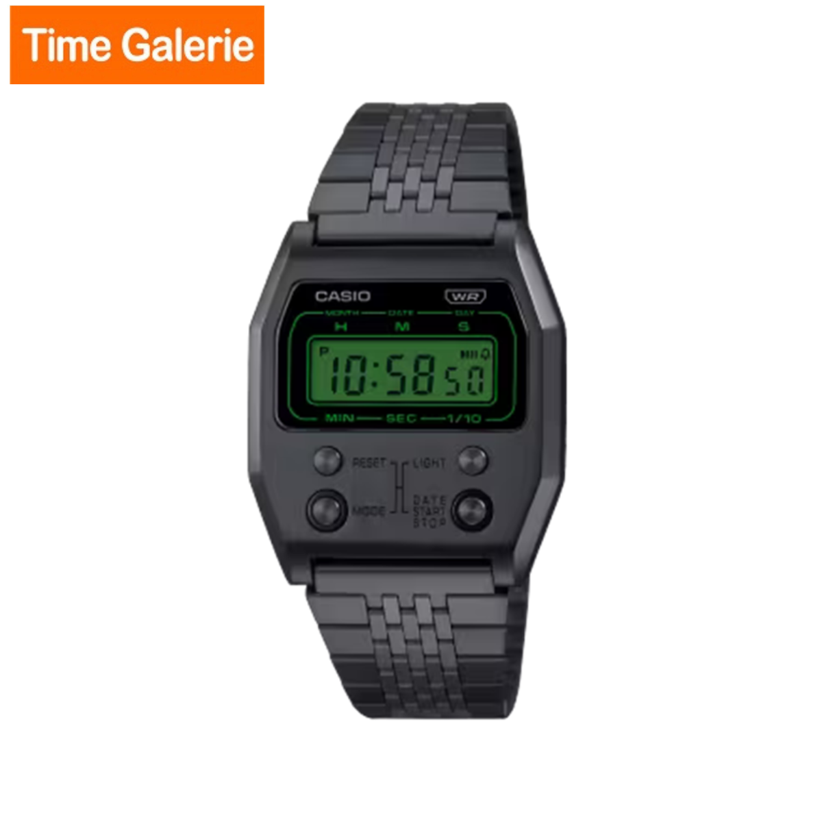 Casio Vintage A1100B-1DF Full Black Stainless Steel Strap Digital Men Watch