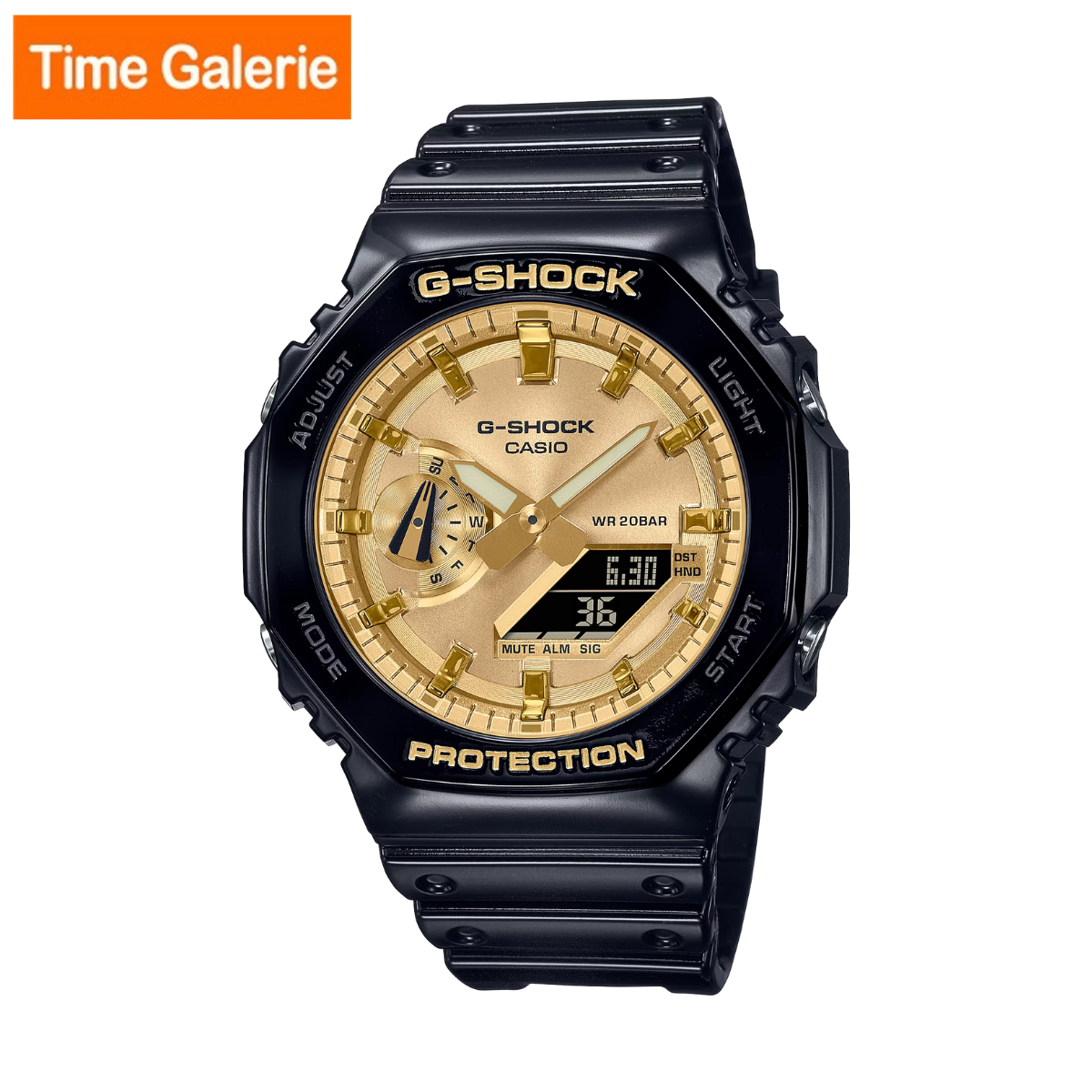 Casio G-Shock GA-2100GB-1ADR Black Strap with Gold Dial Analog-Digital ...