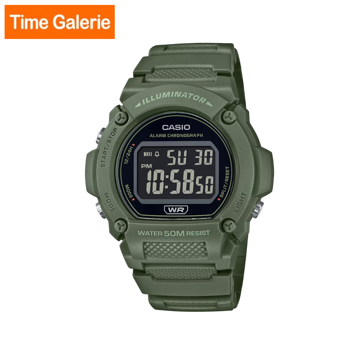 Casio General W-219HC-3BV Green Strap Digital Men Watch