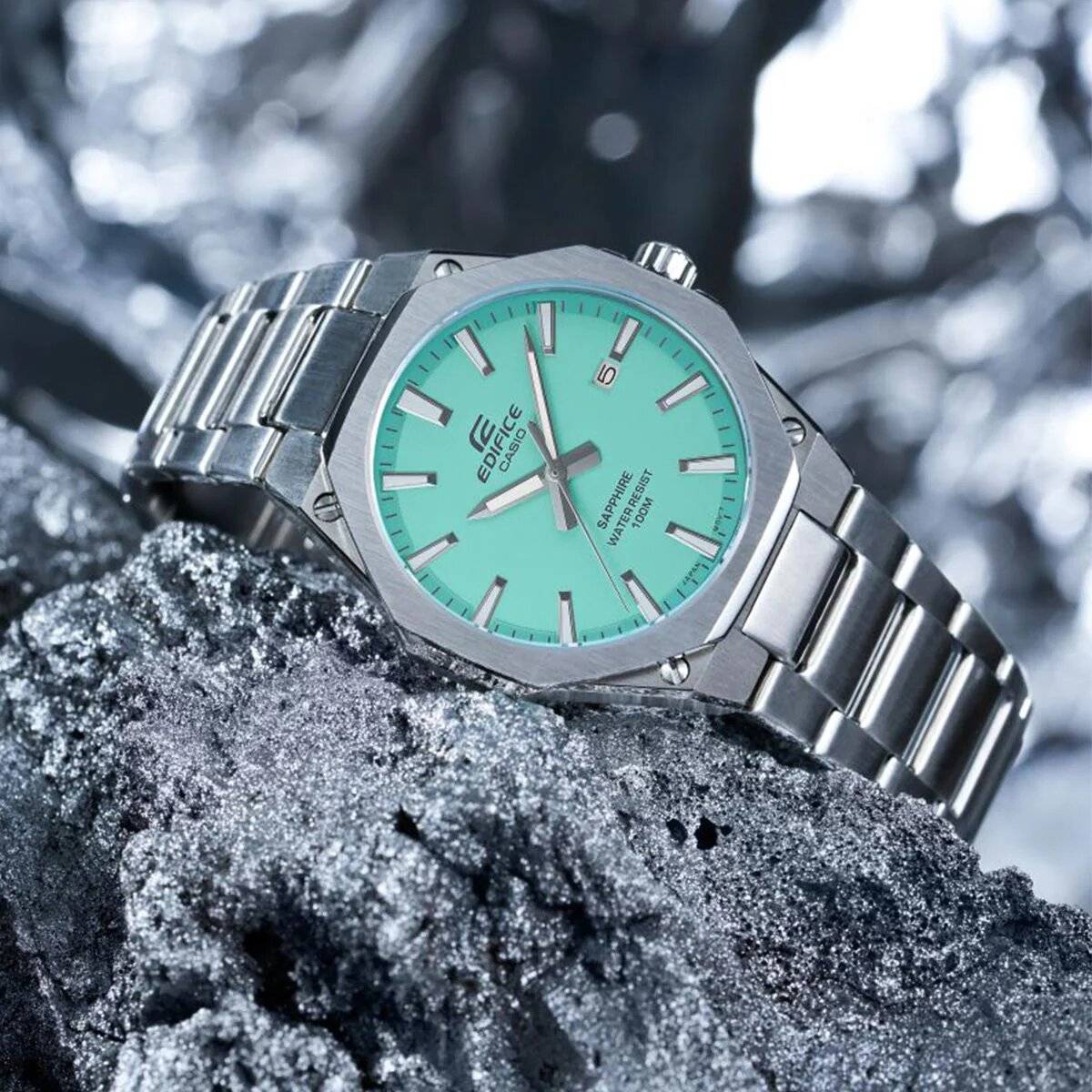 Casio Edifice EFR-S108D-2BV Silver Stainless Steel Band Men Watch