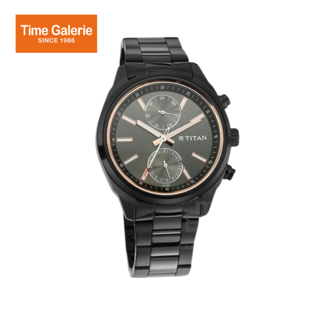Titan Neo 1733NM01 Multifunction Mono Black Dial Stainless Steel Strap ...