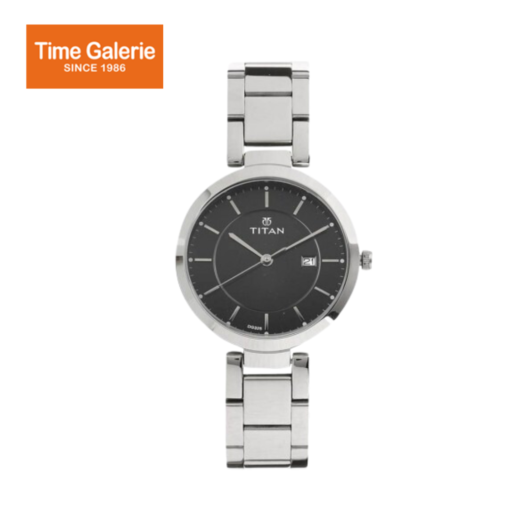 Titan Workwear 2480SM08 Black Dial Stainless Steel Strap Quartz Women's ...