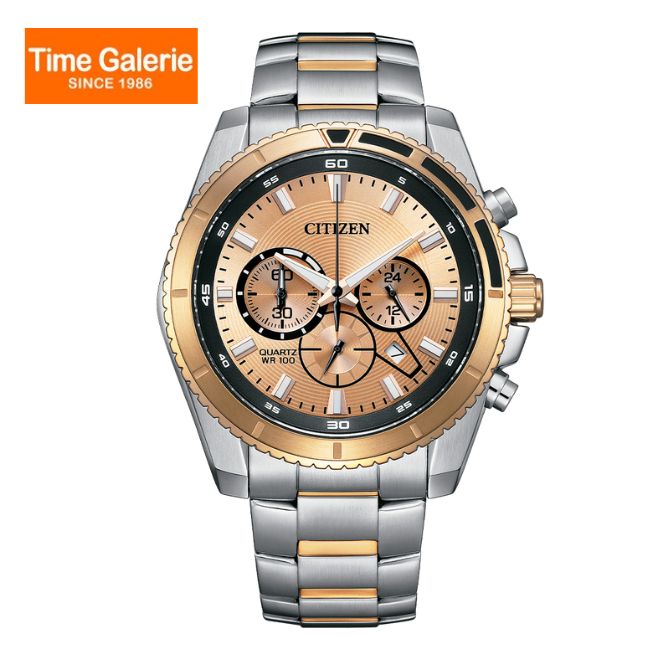 Citizen AN8204-59X Chronograph Quartz Champagne Dial Stainless Steel ...