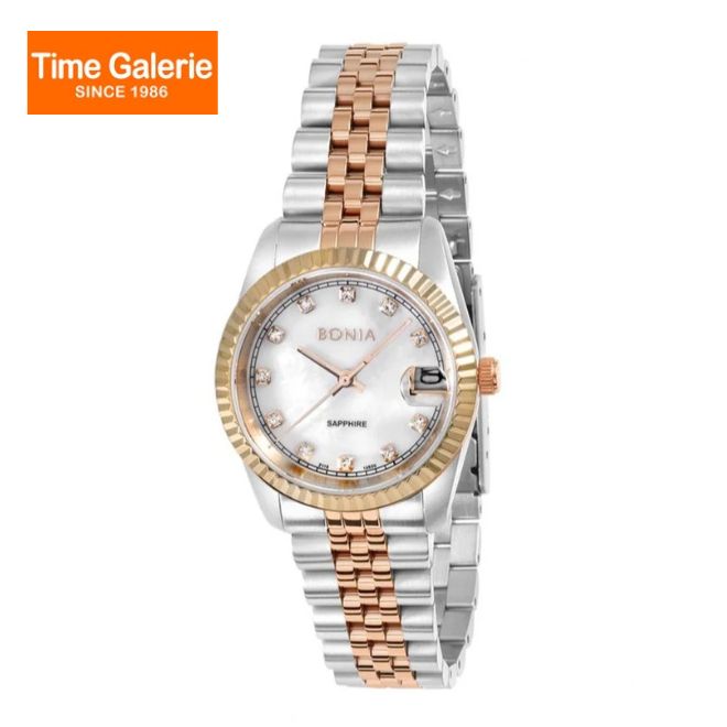 Bonia Noble BNB10550-3657 White Mother of Pearl Dial Stainless Steel ...