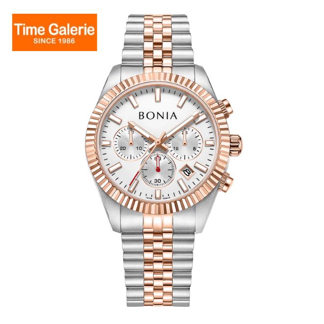 Bonia Chronograph BNB10845-1612C White Ceramic Dial Color Men Watch