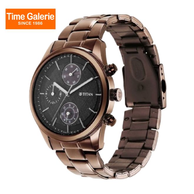 Titan Neo Splash 1805QM04 Black Dial Multifunction Stainless Steel ...