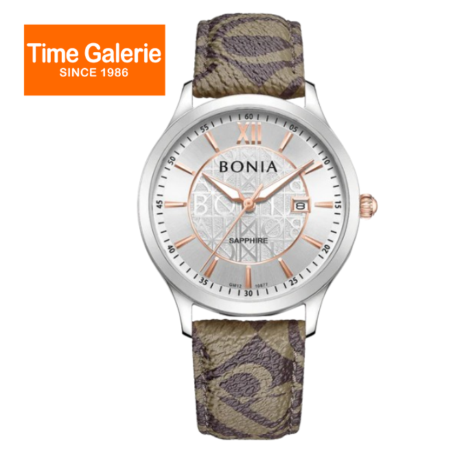 Bonia BNB10877-1313 Silver Dial Brown Leather Strap Analog Men Watch