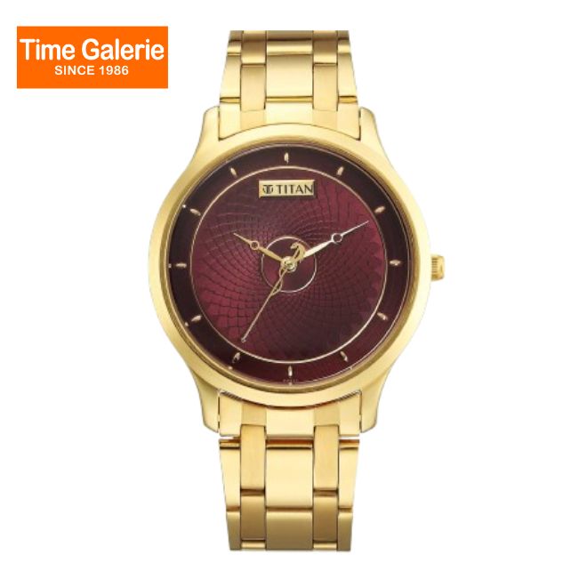 Titan Tet 1825YM09 Red Dial Stainless Steel Strap Men's Watch