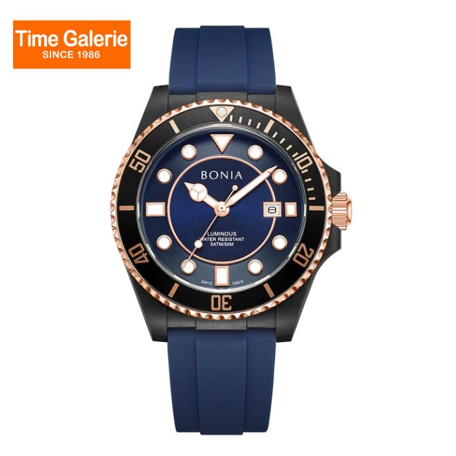 Bonia Contemporary BNB10879-1986 Blue Silicone Strap Men Watch