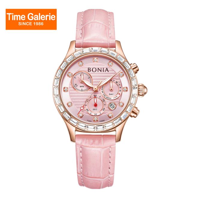 Bonia Contemporary BNB10890-2577S Pink Leather Strap Women Watch