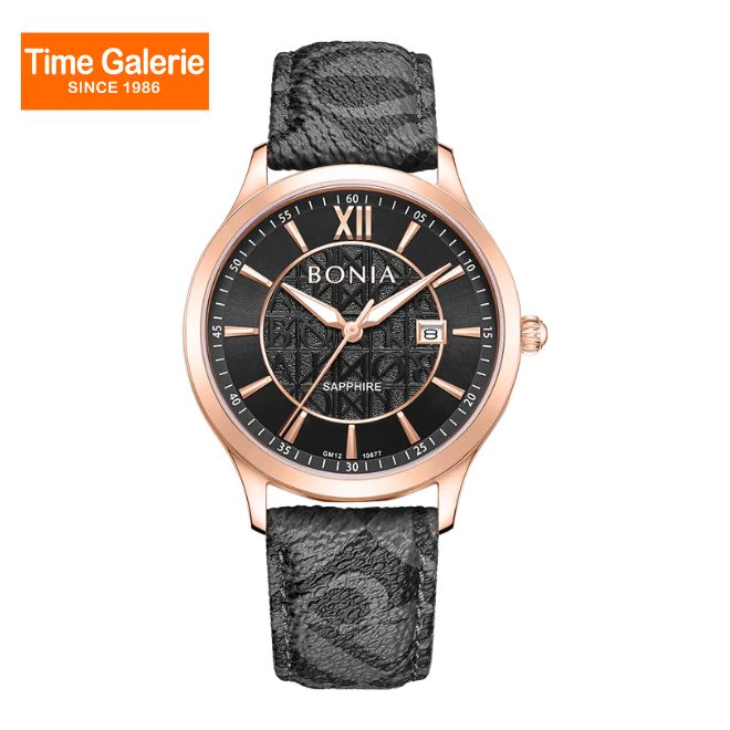 Bonia Classic BNB10877-1533 Black Leather Strap Men Watch