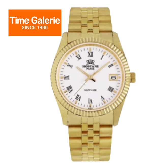 ROSCANI ROSW489516 White Dial Gold Stainless Steel Analog Men Watch