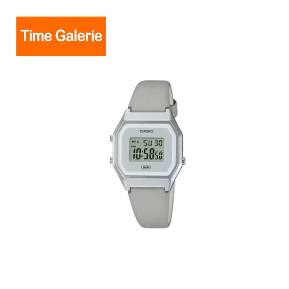 Casio Vintage LA680WEL-8 Grey Leather Band Women Watch