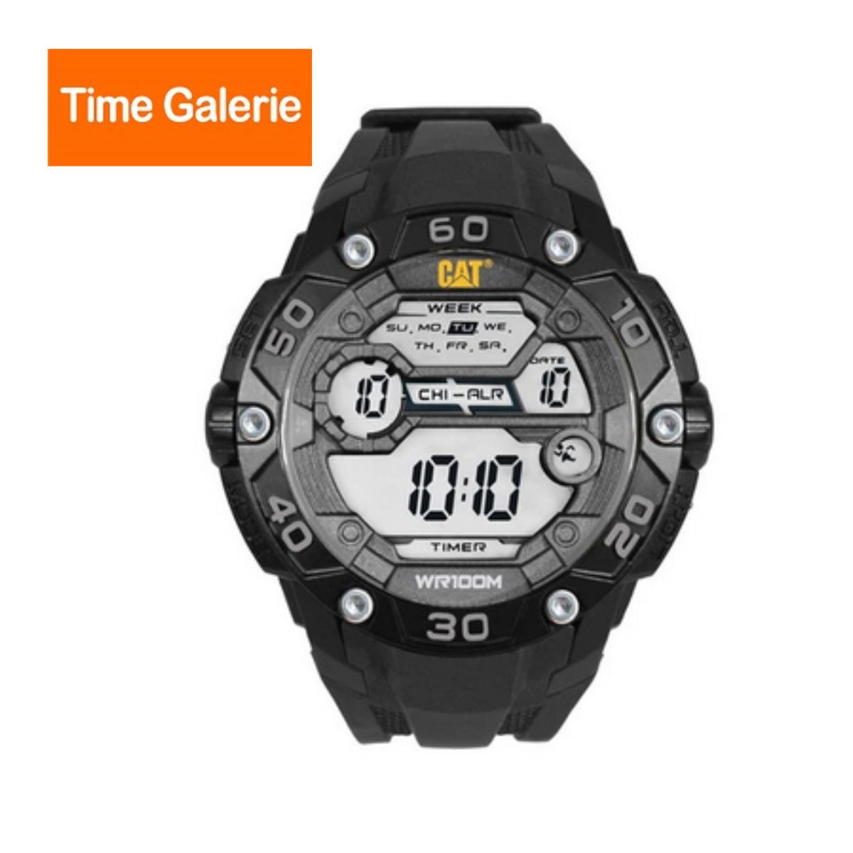 Caterpillar DIGITAL 1D-167-21-241 BLACK GREY SILICON STRAP ANALOG MEN WATCH