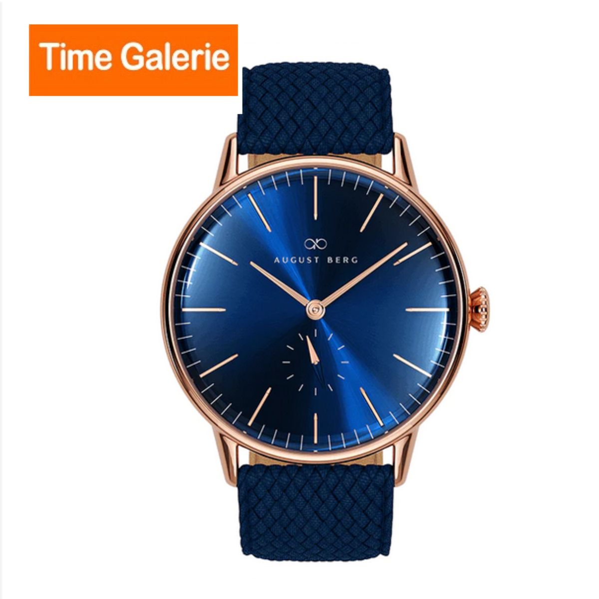 August Berg 10140A05VBL Serenity Deep Blue Rose Gold Blue Perlon 40mm ...