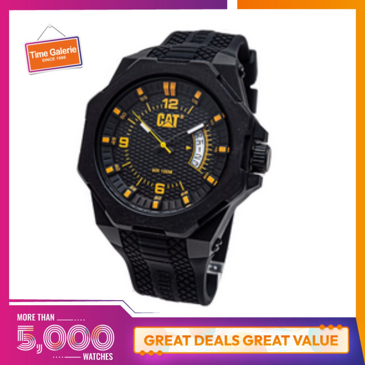 Caterpillar LM LM-121-21-131 Black Silicone Rubber Band Men Watch