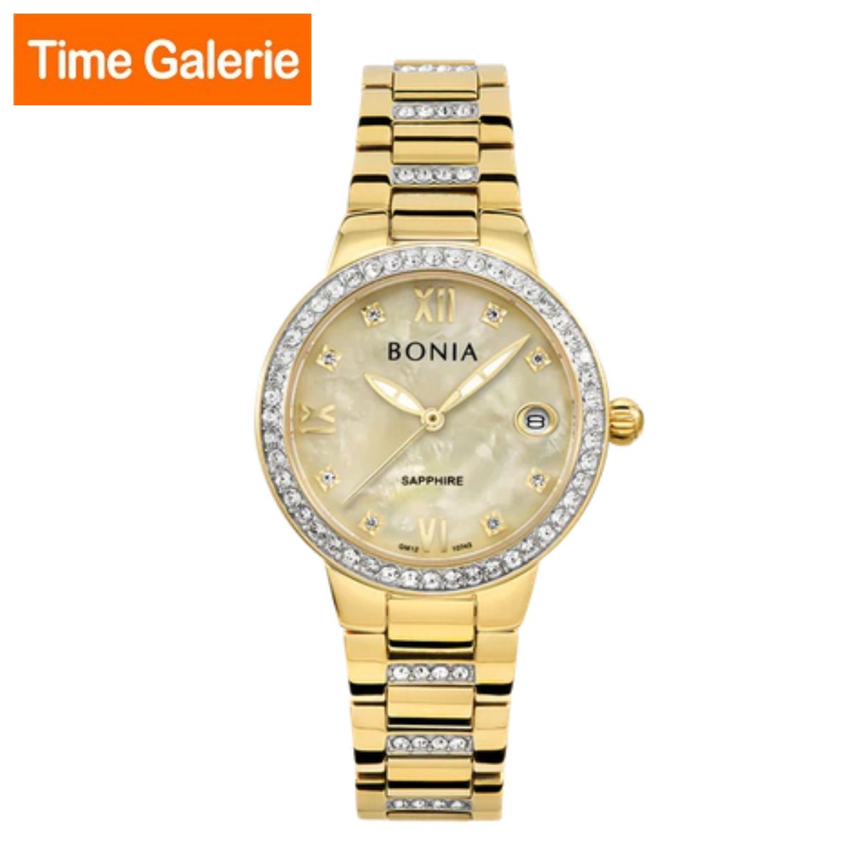 Bonia BNB10743-2223S Mother of Pearl Gold Stainless Steel Strap with ...