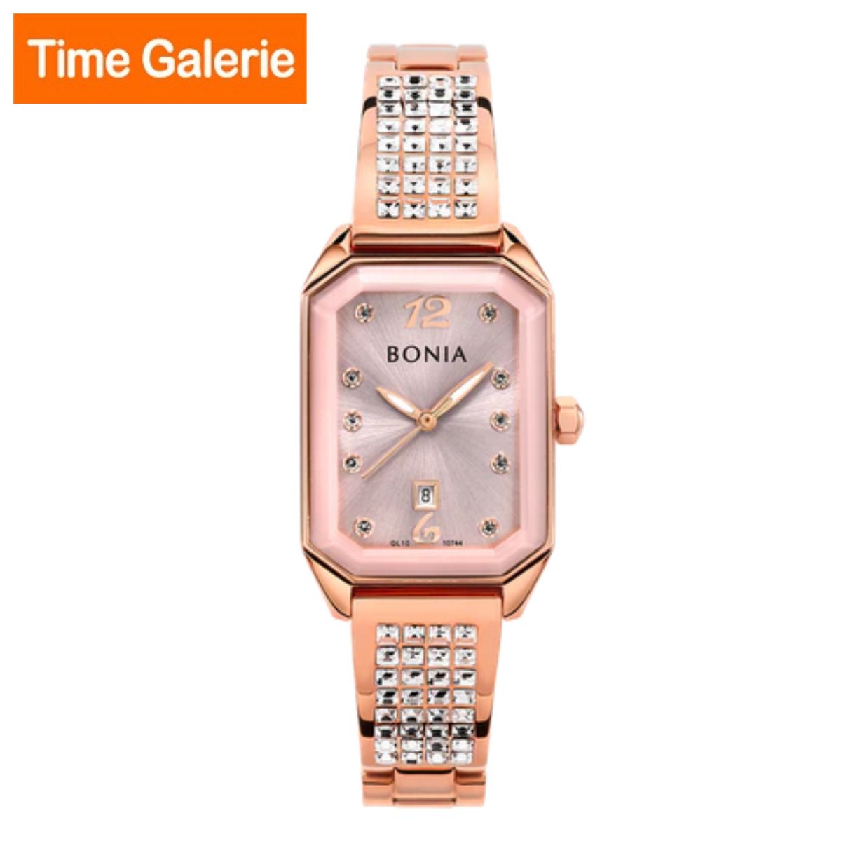 Bonia BNB10744-2575 Rose Gold Stainless Steel Strap with Pink Dial ...