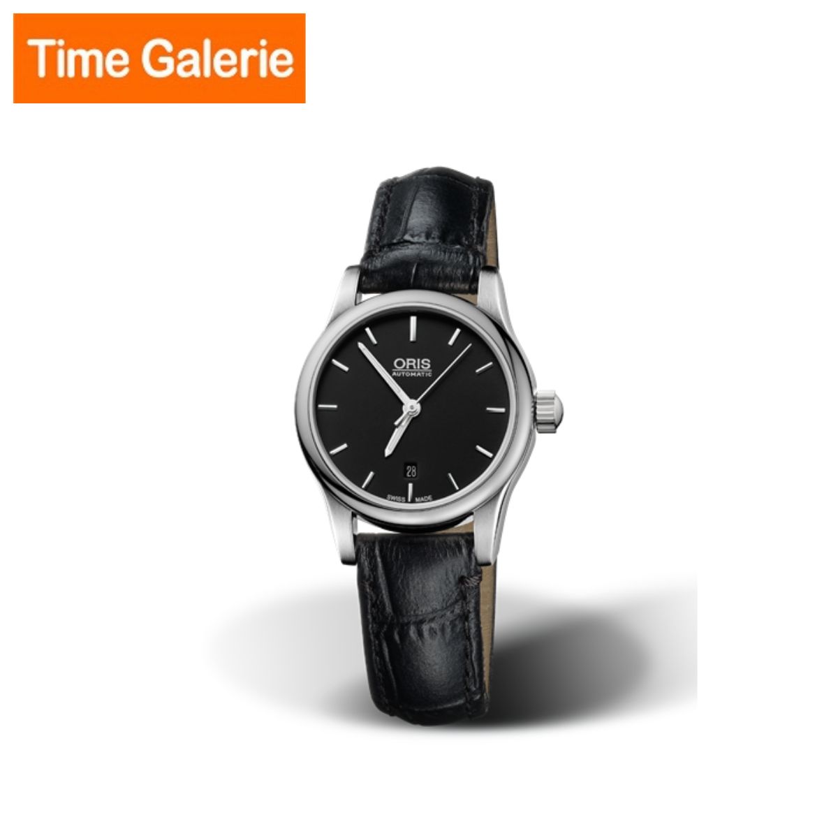 Oris Classic Date Black Leather Strapwith Black Dial Automatic Women ...