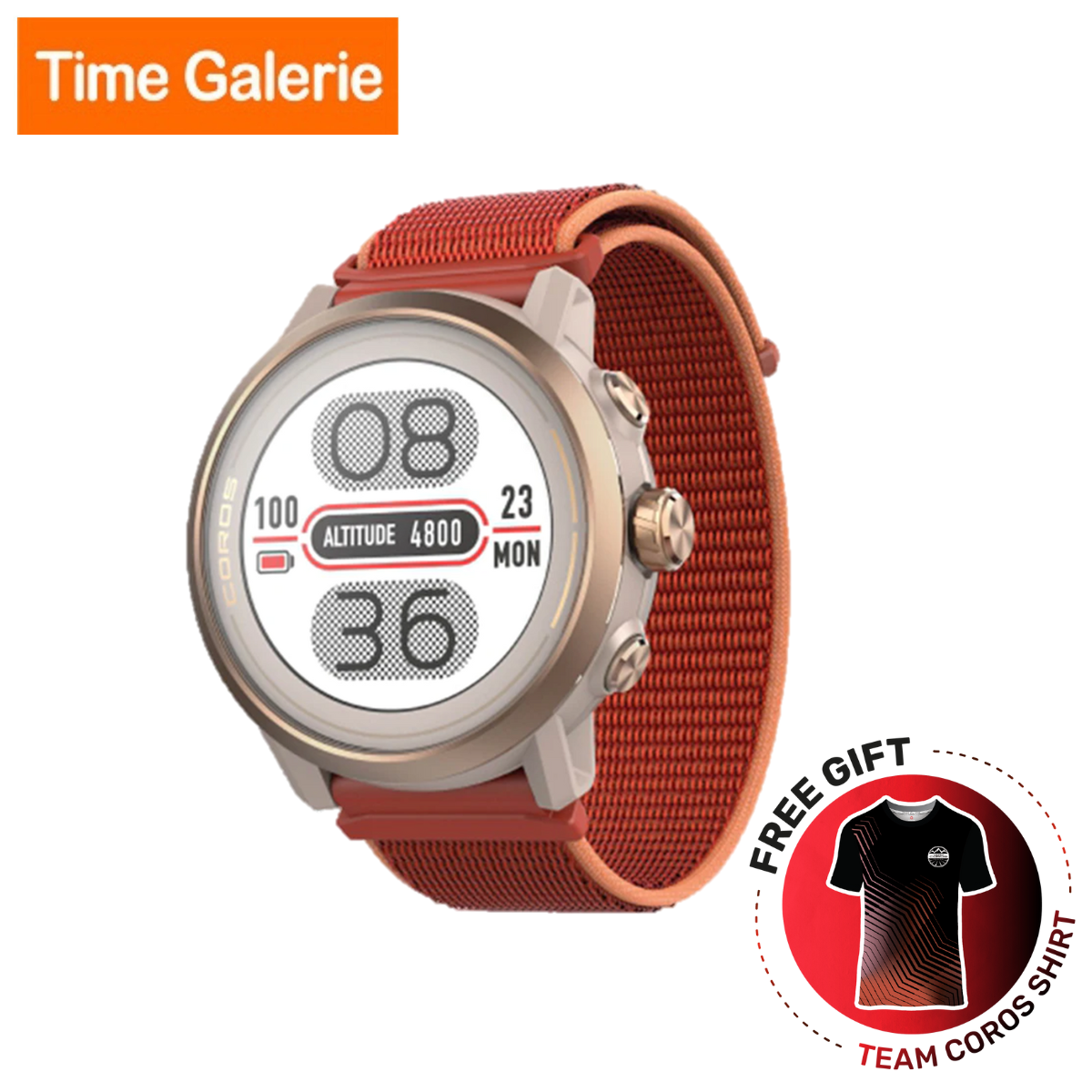 Coros Apex 2 GPS Outdoor with Coral Nylon Strap Sport Men Smartwatch