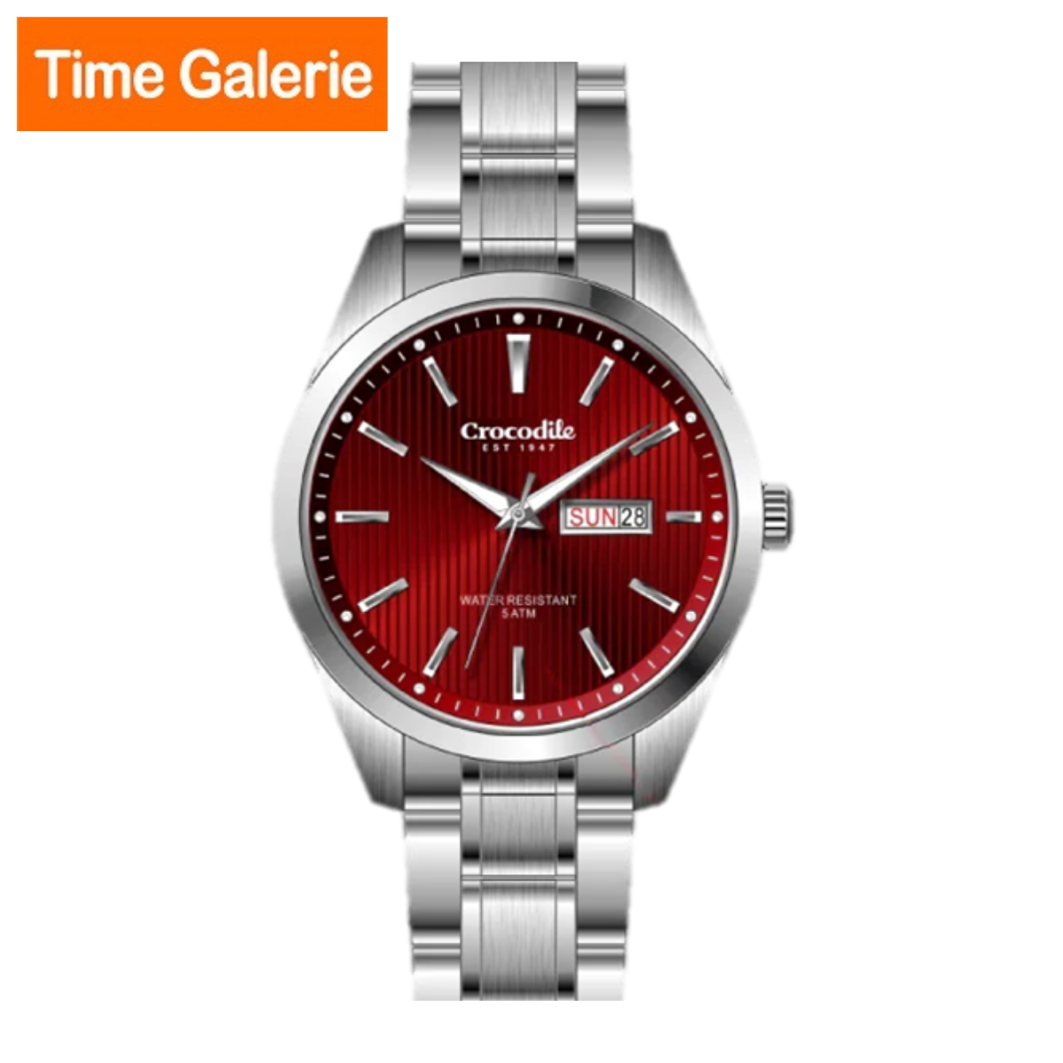 Crocodile CRDW6772.188 Stainless Steel Strap with Red Dial Analog Men Watch