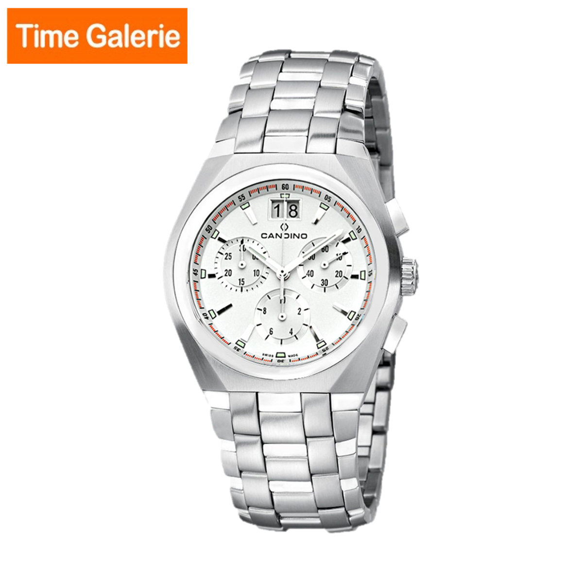 Candino CDOWC7511/1 Stainless Steel Strap with White Dial Sport Men Watch