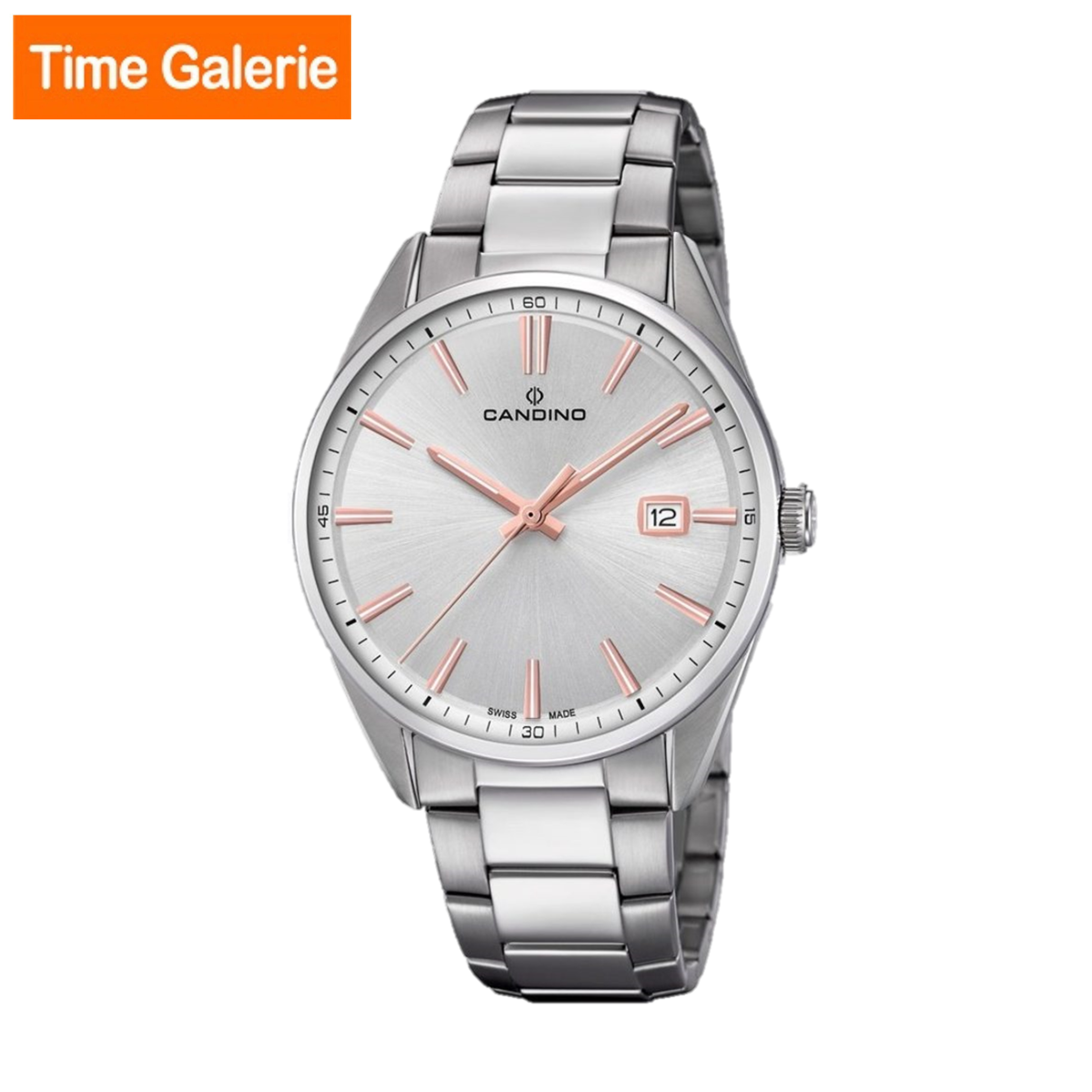 Candino CDOWC4621/1 Silver Stainless Steel Strap with White Dial ...