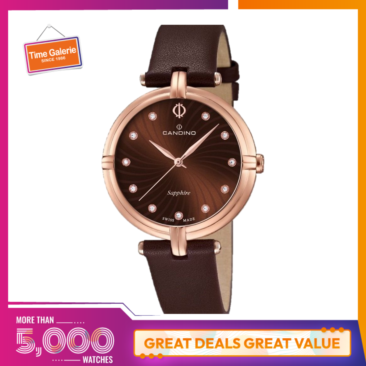 Candino CDOWC4600/2 Lady Elegance Brown Leather Strap with Brown Dial ...