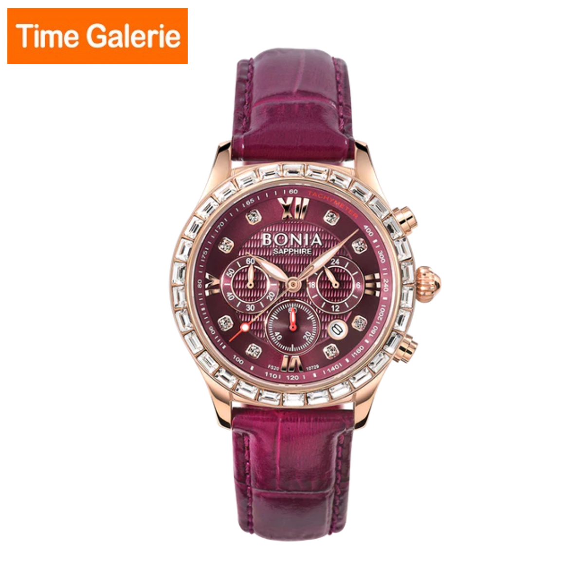 Bonia Women Chronograph BNB10729-2563S Purple Leather Strap with DIal ...