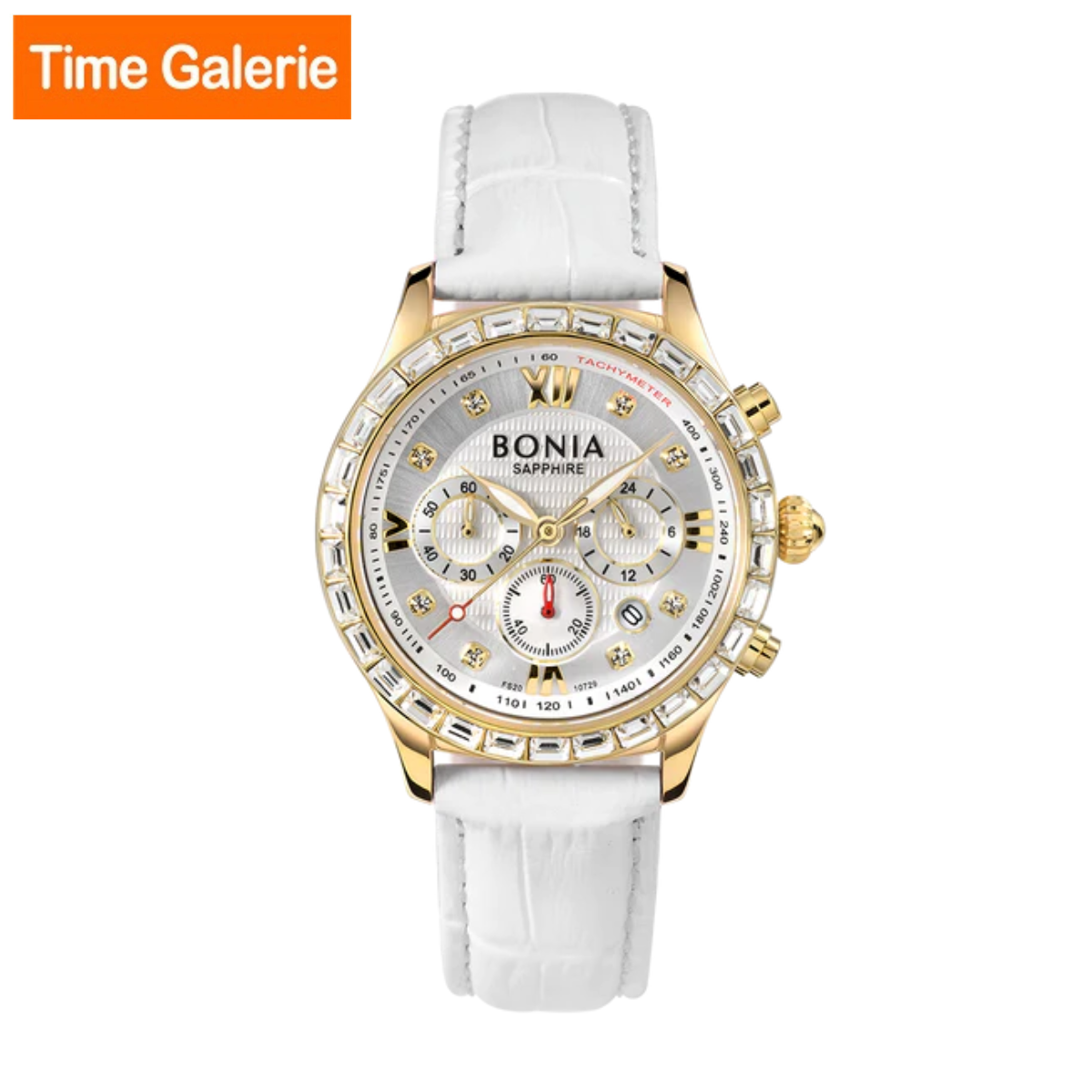 Bonia Women Chronograph BNB10729-2213S White Leather Strap with Silver ...