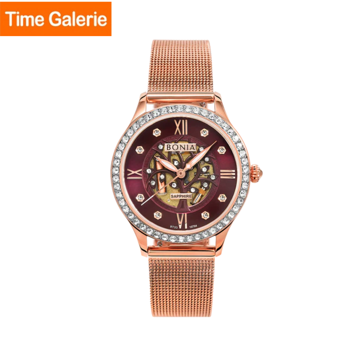 Bonia BNB10794-2563S Mia Floral Stainless Steel Strap/Purple Dial Women ...