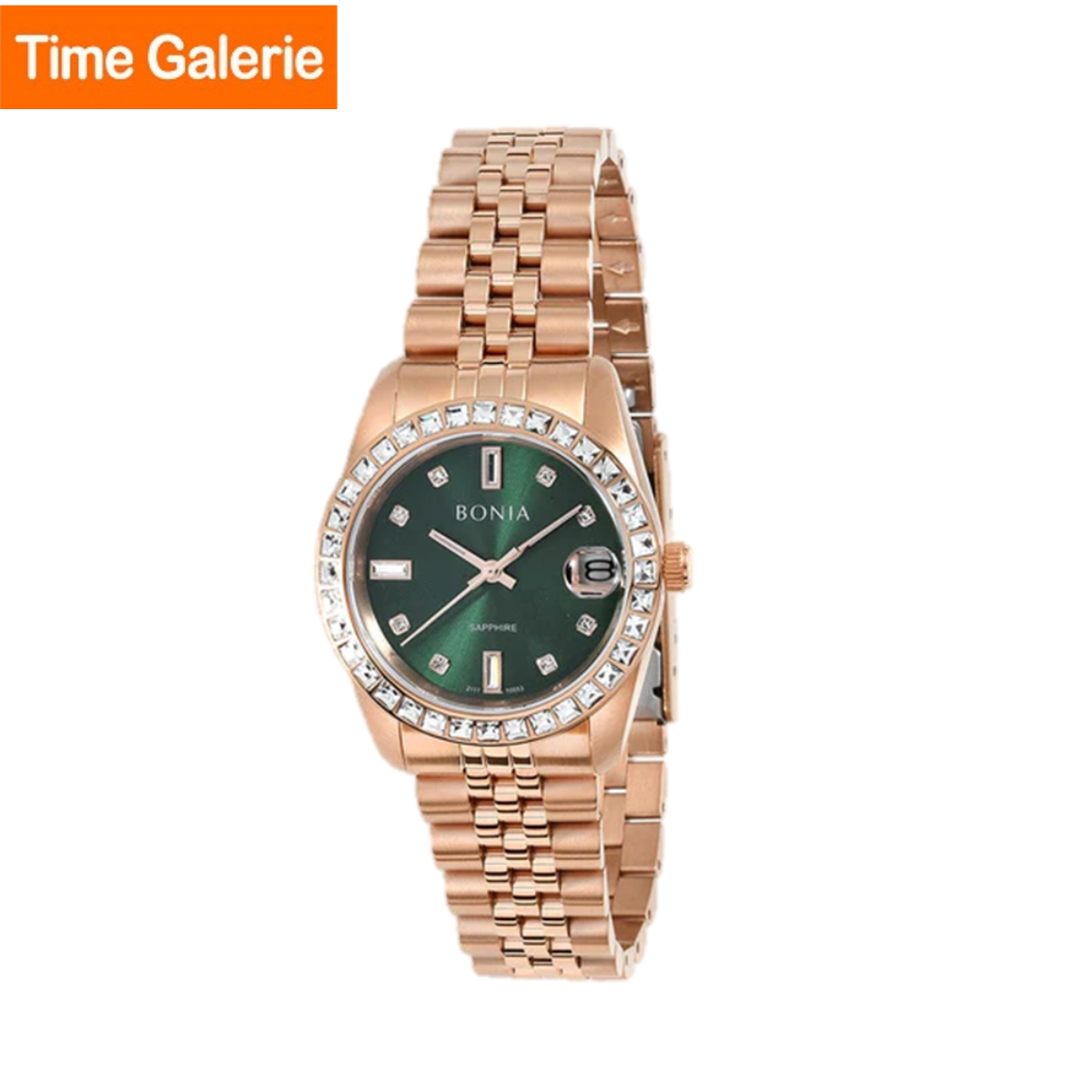 Bonia BNB10553-3597S Rose Gold Stainless Steel Strap with Green Dial ...