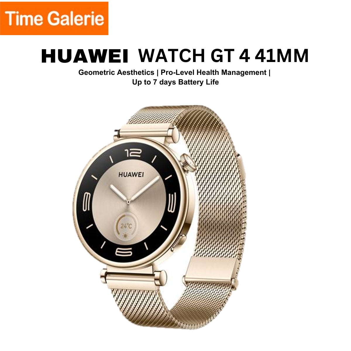 HUAWEI Watch GT4 41mm - Gold Milanese Color Women Smart Watch