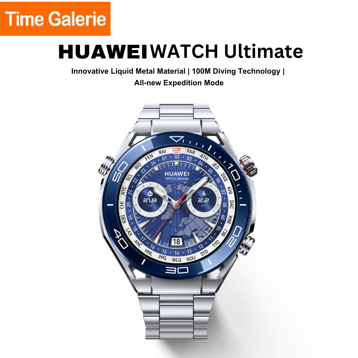 HUAWEI Watch Ultimate (Voyage Blue) - Dive Watch with Stainless Steel