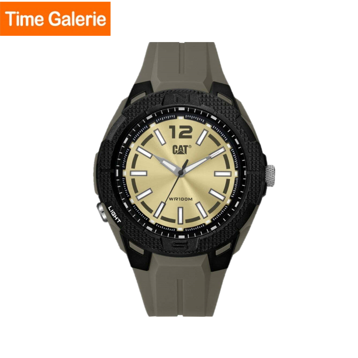 Caterpillar Phoenix P9-150-25-721 Gold Brown Dial Brown Rubber Strap ...