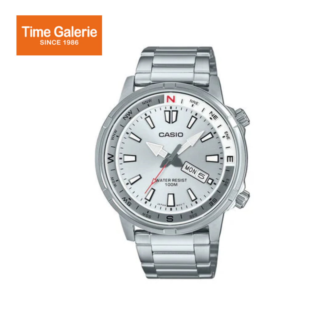 Casio Men Analog Watch MTD-130D-7AVDF Silver Stainless Steel Strap
