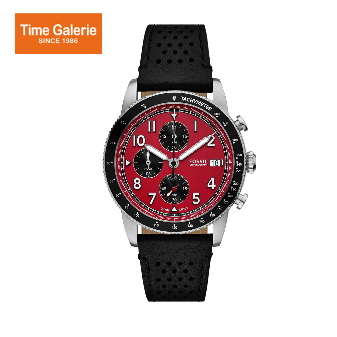 Fossil FS6086 Sport Tourer Chronograph Black Leather Watch